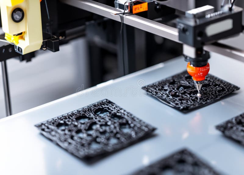 3d Printing Machine in Operation, Closeup with Shallow Depth of View ...