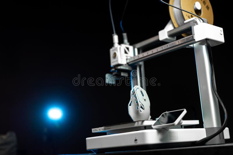 3D Printing Machine, 3D Printer Prints a New Model Stock Illustration ...