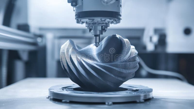 Cnc Machine Milling a Complex Metal Part Stock Illustration ...