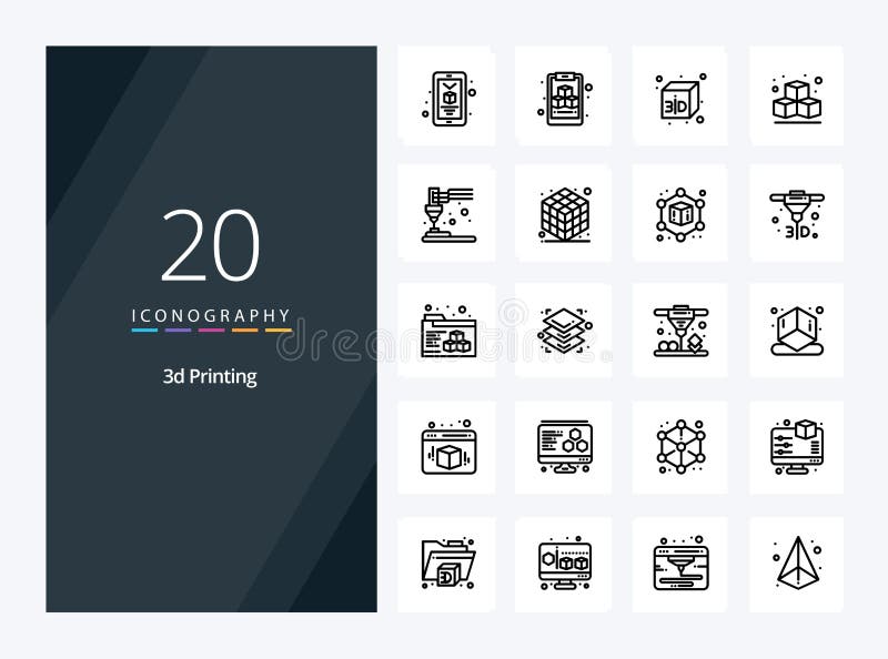 20 3d Printing Outline Icon for Presentation Stock Vector ...
