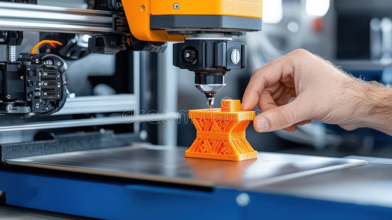 3D Printing Process, Orange Object Creation Stock Illustration ...
