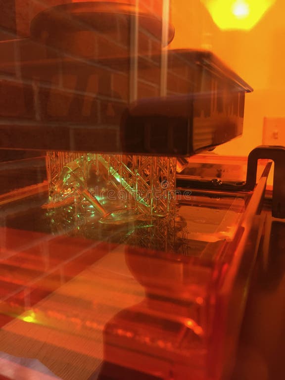Resin 3D Printing, SLA Build with Laser Active Stock Photo - Image of ...