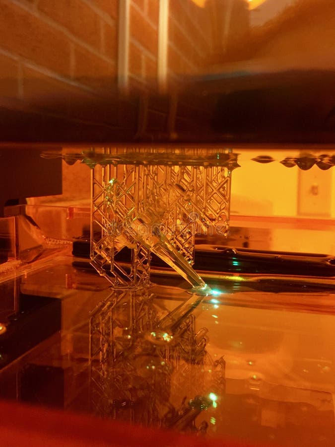 Resin 3D Printing, SLA Build with Laser Active Stock Image - Image of ...