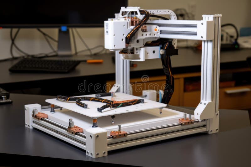 3d Printing Robot, with Its Arm Moving Across the Print Bed To Create a ...