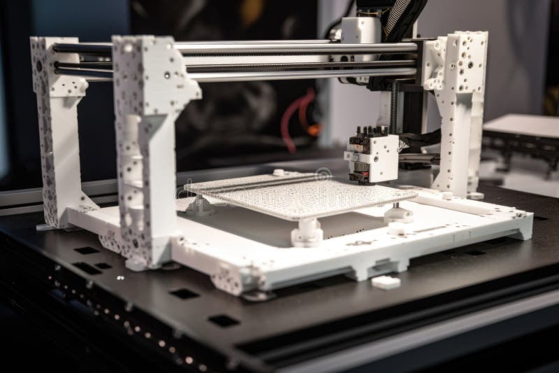 3d Printing Robot, with Its Arm Moving Across the Print Bed To Create a ...