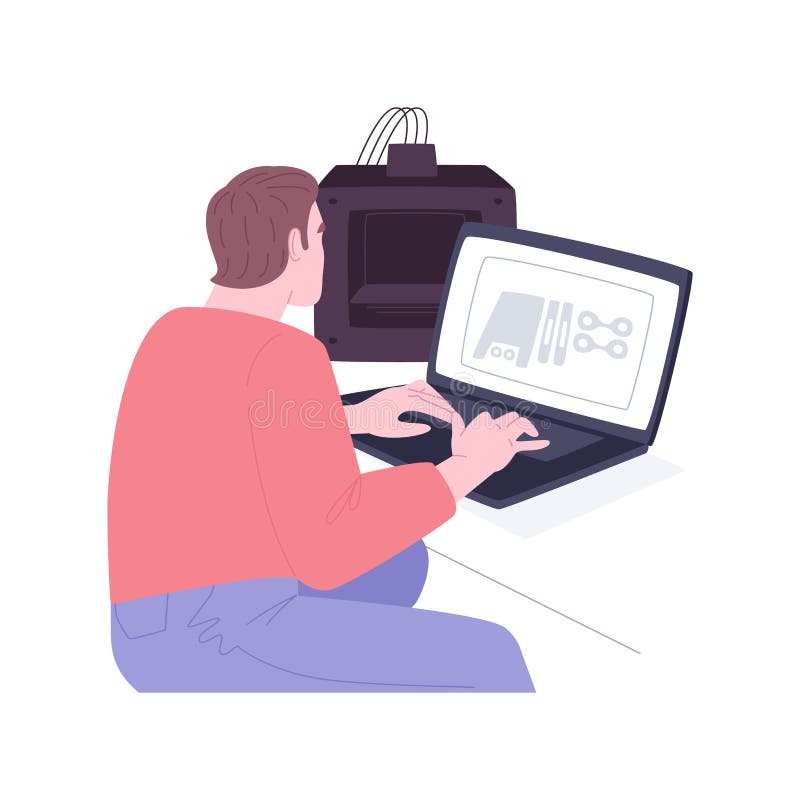 3D Printing Slicing App Isolated Cartoon Vector Illustrations. Stock ...