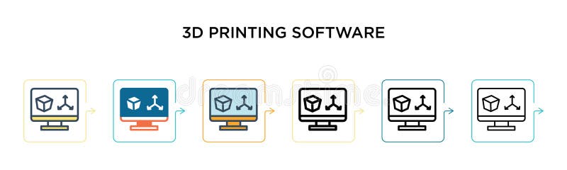 3d Printing Software Vector Icon in 6 Different Modern Styles. Black ...