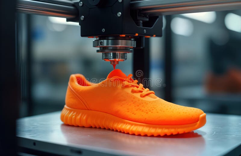 3D Printing Tech Creates Vibrant Orange Shoe Prototype in Modern ...