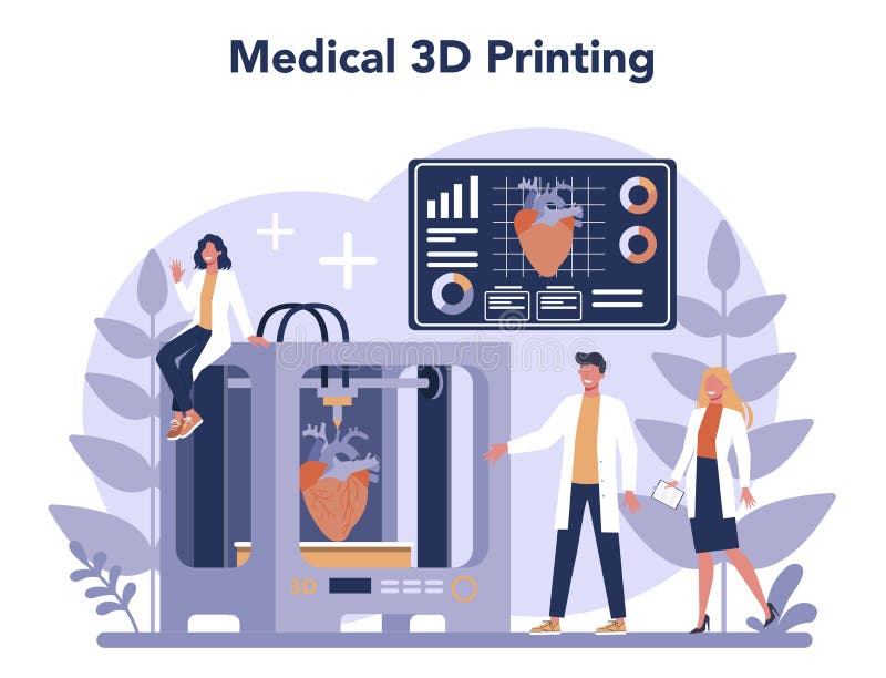 3D Printing Technology Concept. 3D Printer Equipment and Engineer Stock ...