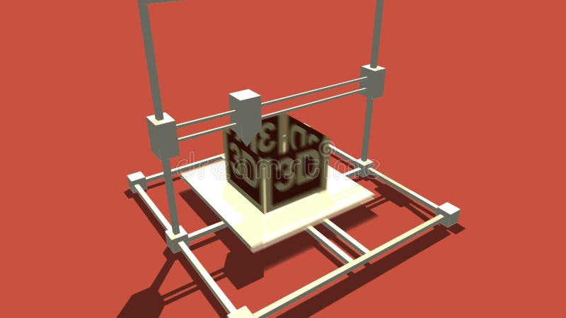Simple Animation of Printing a 3D Box with a 3D Printer. Green ...