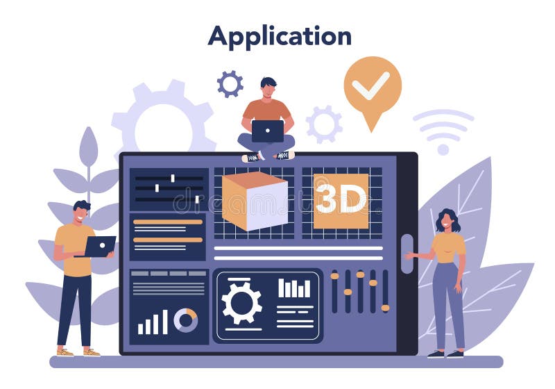 3D Printing Technology Concept. 3D Printer Equipment and Engineer Stock ...