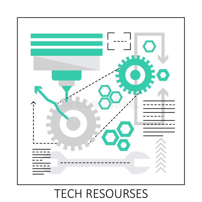 3D Printing Technology Concept Set. 3D Printer Equipment and Engineer ...