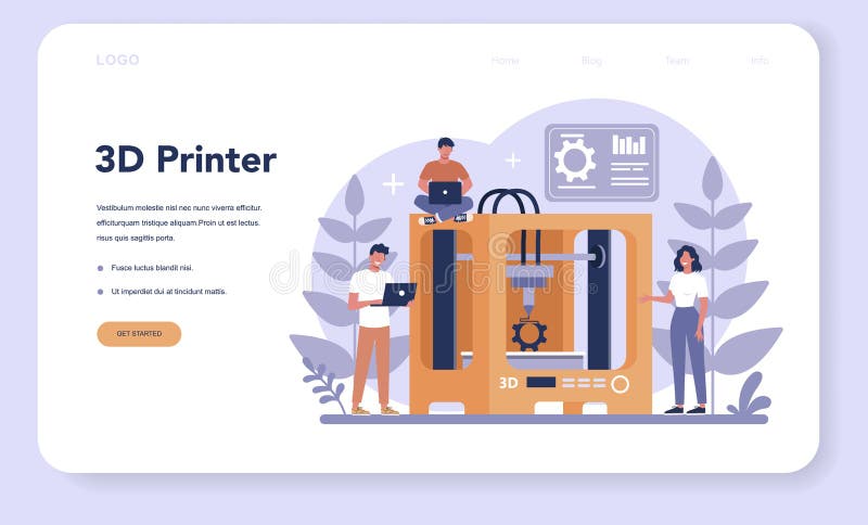 3D Printing Technology Web Banner or Landing Page. 3D Printer Stock ...
