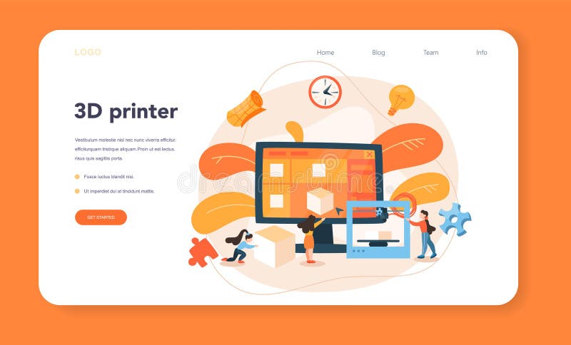 3D Printing Technology Web Banner or Landing Page. 3D Printer Stock ...