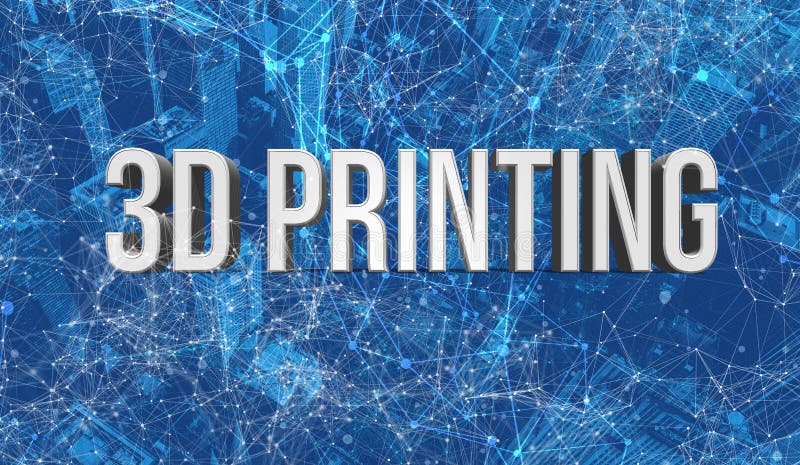 3D Printing Theme with Abstract Cityscape Stock Illustration ...