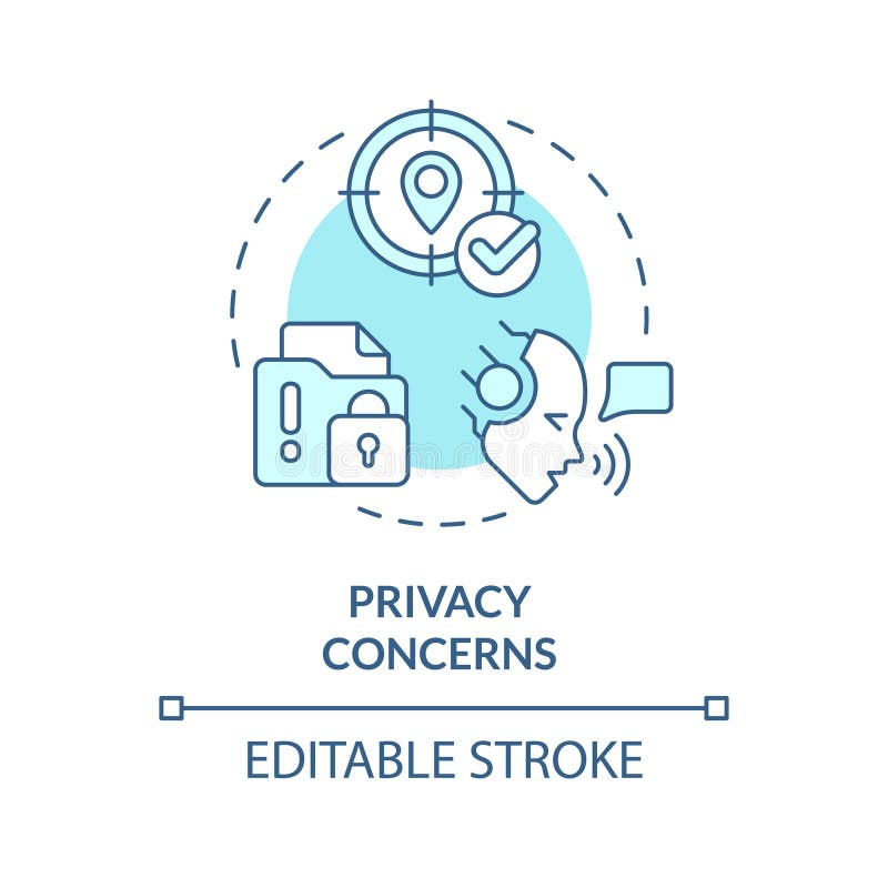 2D Privacy Concerns Thin Line Blue Icon Concept Stock Vector ...
