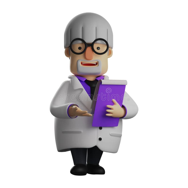 3D Professor Cartoon Design Having a Notebook Stock Illustration ...