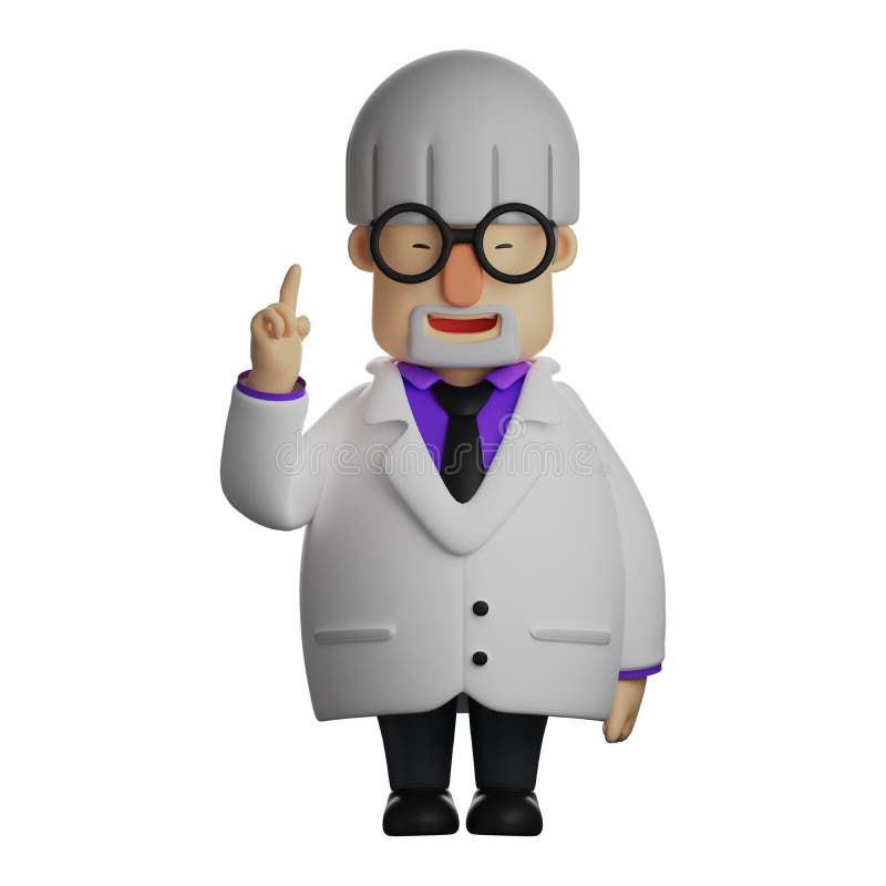 3D Professor Cartoon Design Having a Pointing Finger Stock Illustration ...