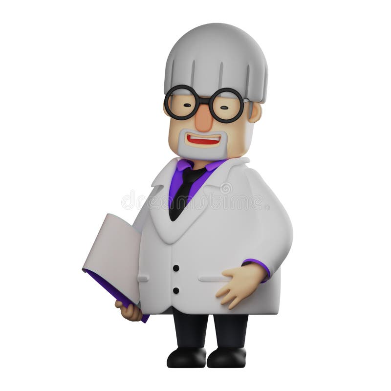 3D Professor Cartoon Design with a Warm Smile Stock Illustration ...