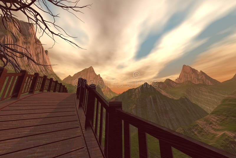 Mountain bridge stock illustration. Illustration of colors - 117073889