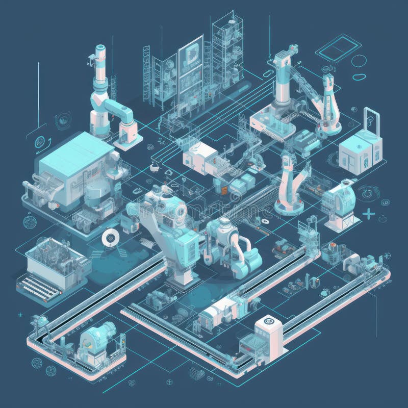 3D Project of Futuristic Workshop with Automated Assembly Lines ...