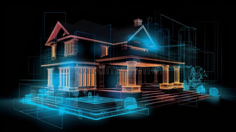 3D Projection of a Manor, Capturing Its Architecture with Towering ...