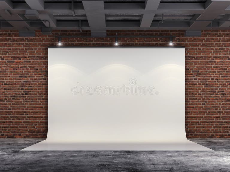 3D Projector Screen on Brick Wall, Illustration Stock Illustration ...