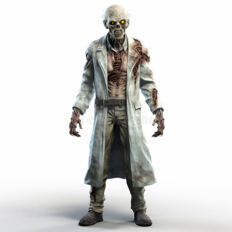 Pseudo-realistic 3d Zombie Doctor in Lab Coat and Glasses Stock ...
