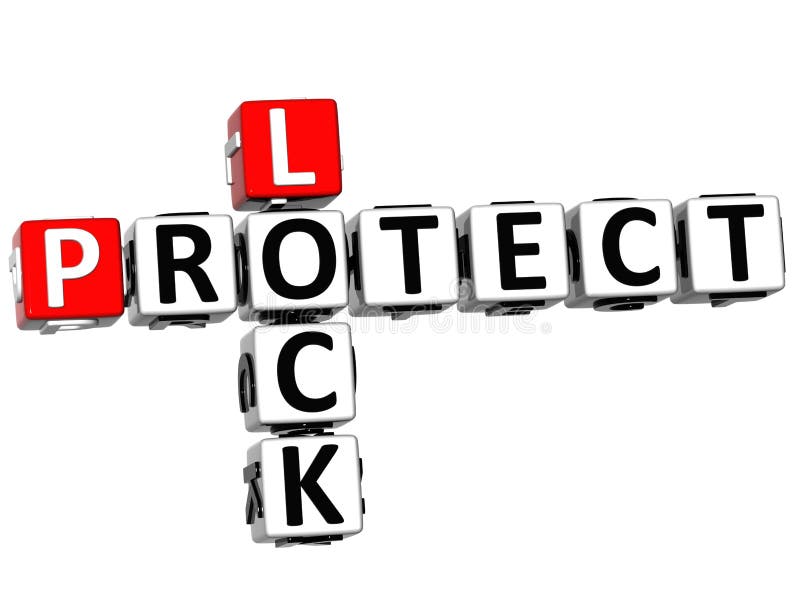 3D Protect Lock Crossword stock illustration. Illustration of loss ...