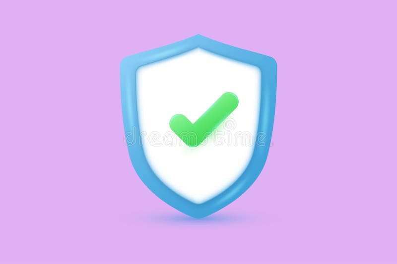 3d Protection Shield Icon and Checkmark on Shield Symbol, Safety ...