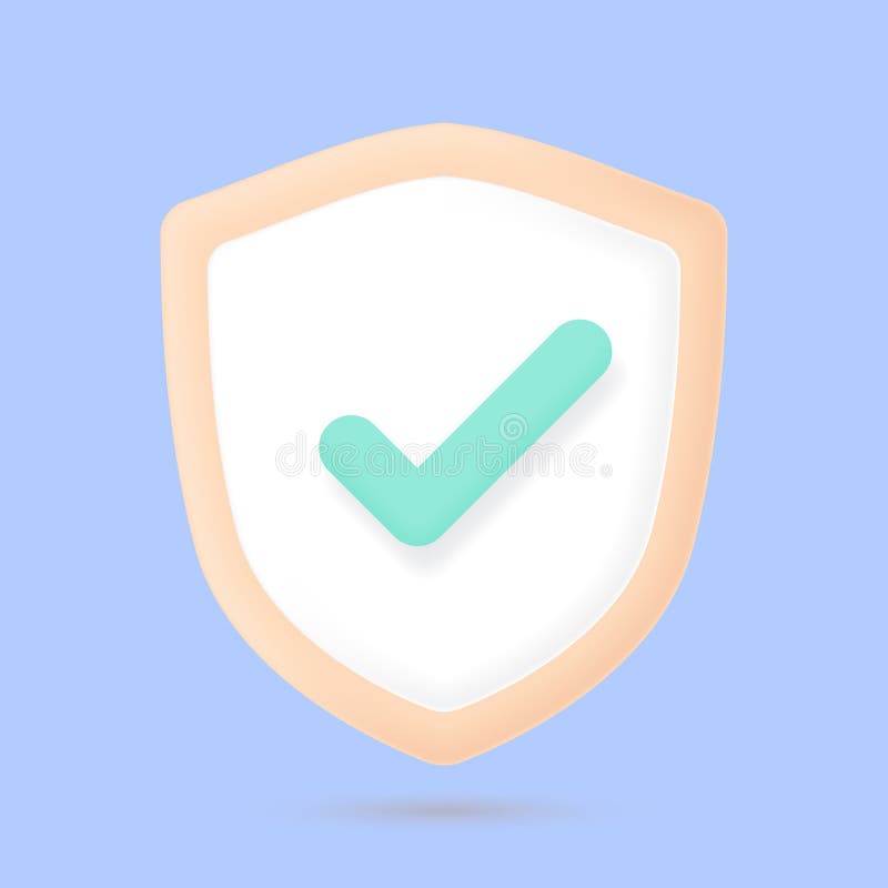 3d Protection Shield Icon, Checkmark on Shield. 3d Vector Illustration ...