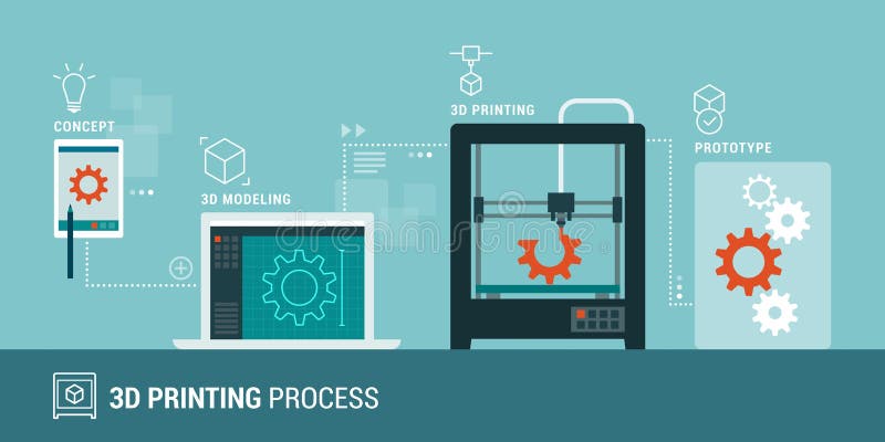 3D Prototyping and 3D Printing Stock Vector - Illustration of idea ...