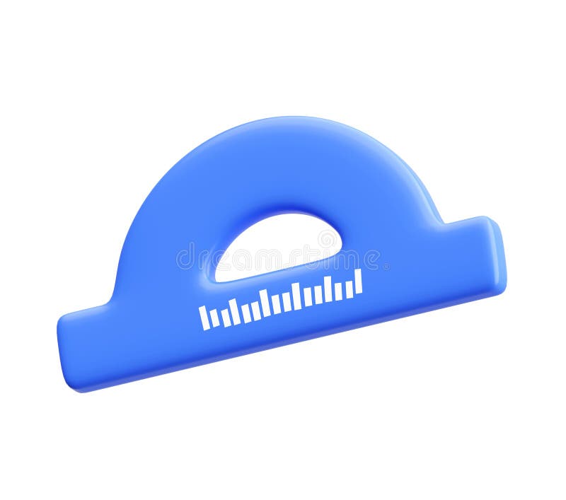 3D Protractor Icon for Math and Geometry Learning Stock Illustration ...