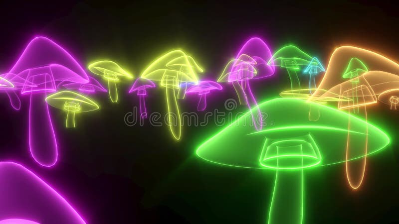 3D Psychedelic Glow Neon Color Mushrooms Forest Able To Loop Endless ...