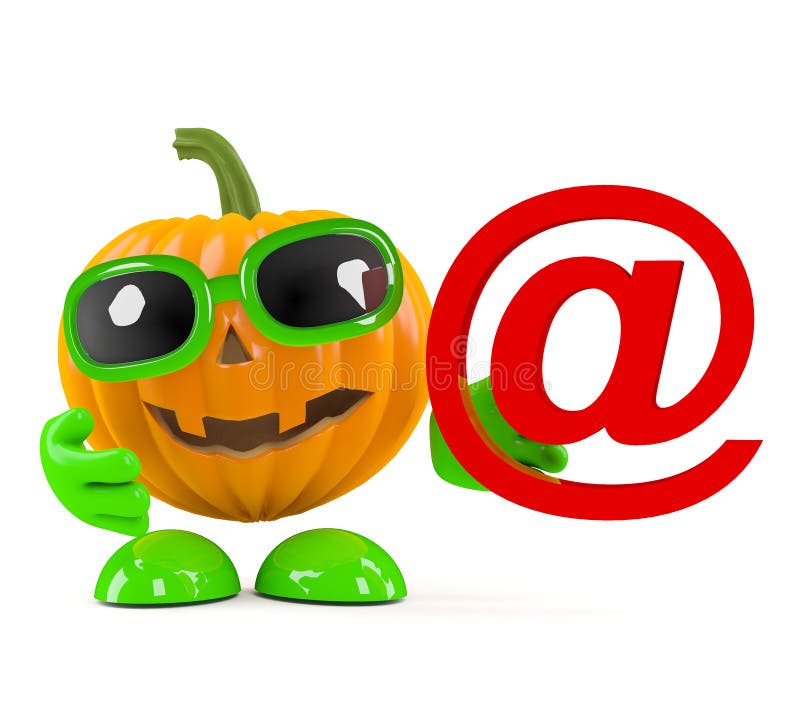 3d Pumpkin Man Holds an Email Address Symbol Stock Illustration ...