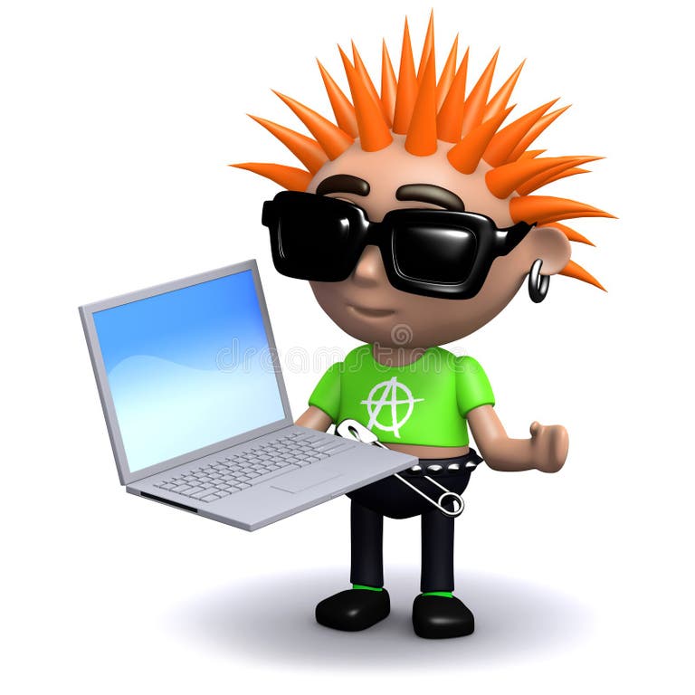 3d Punk laptop stock illustration. Illustration of character - 41129814