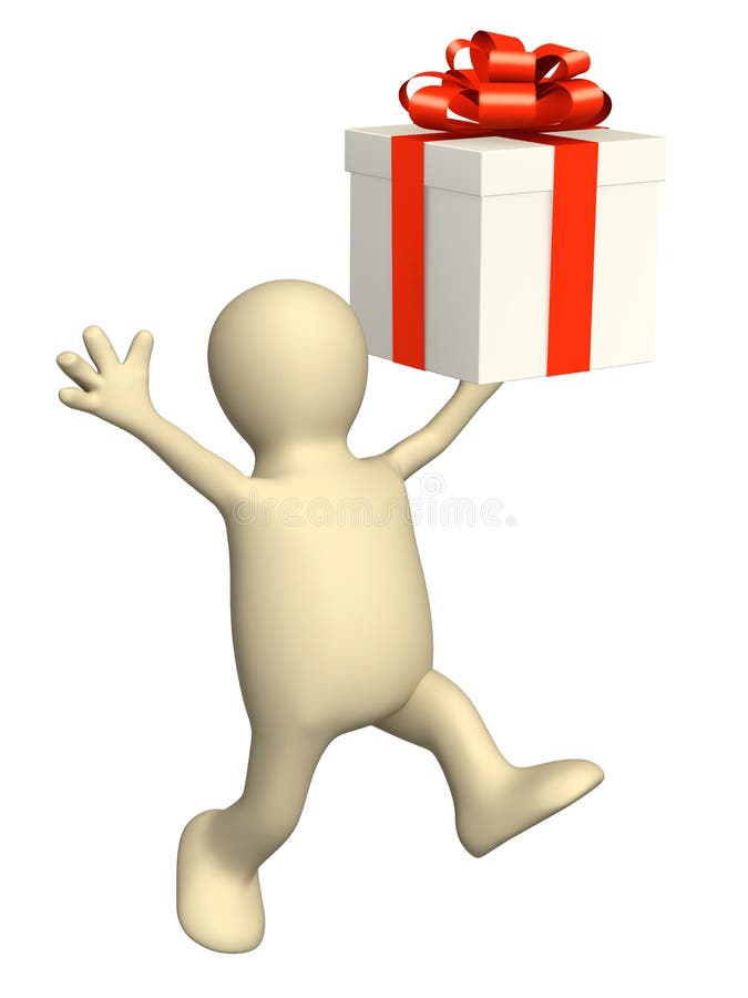 3d puppet with gift stock illustration. Illustration of greeting - 32529128