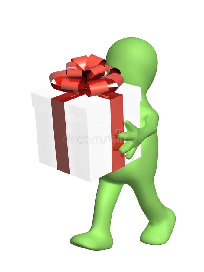 3d puppet with gift stock illustration. Illustration of christmas ...