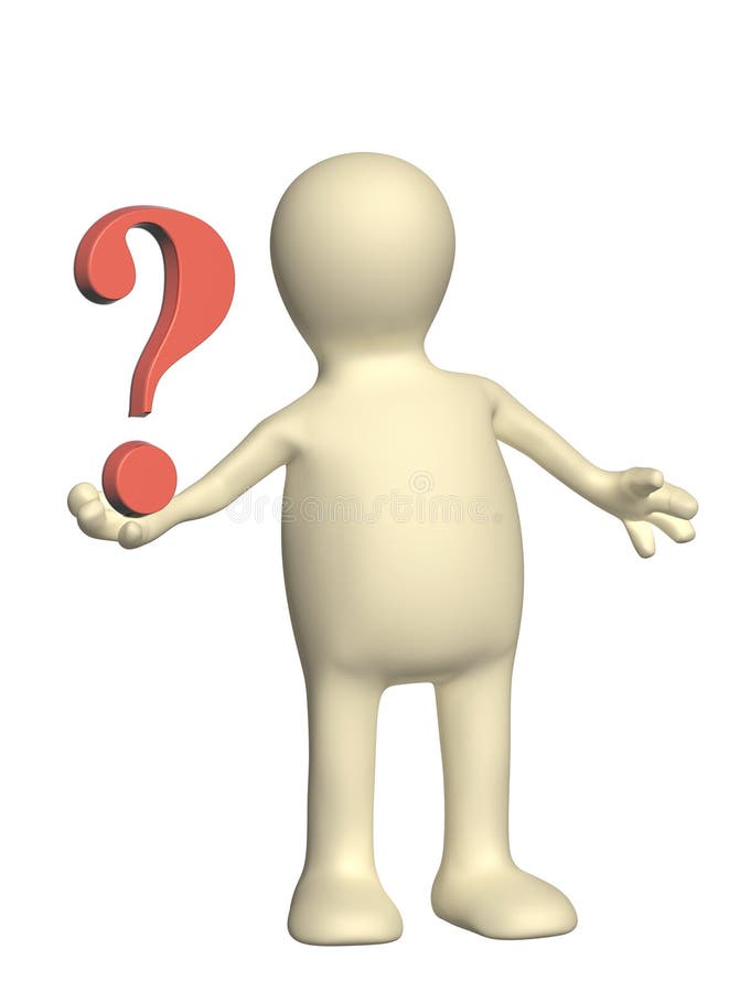 3d Puppet with Question Mark Stock Illustration - Illustration of ...