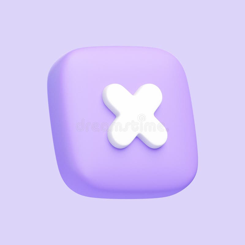 3D Purple Cancel Icon with White Cross Stock Illustration ...
