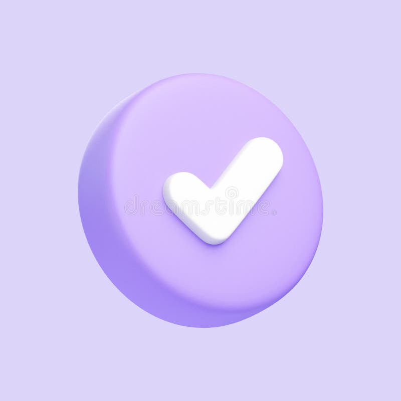 3D Purple Checkmark Button with White Tick Stock Illustration ...