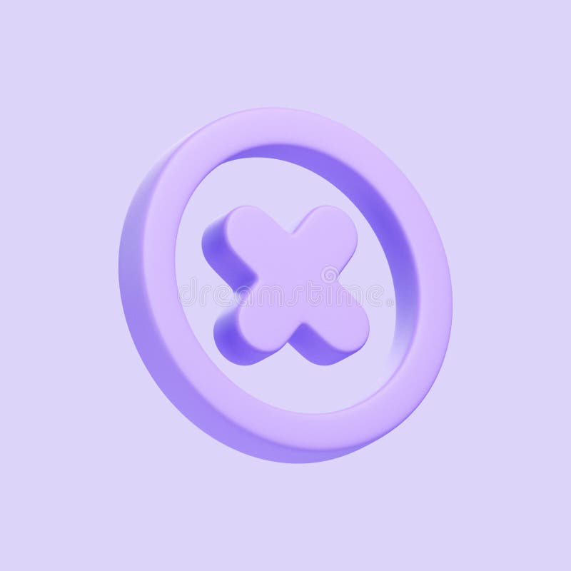 3D Purple Cross Symbol Inside Circle Icon Stock Illustration ...