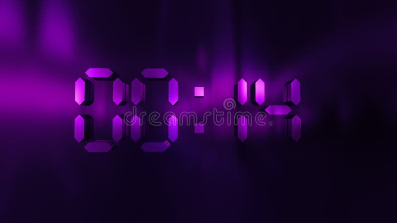 3D Purple Light 30 To 0 Second Digital Motion Countdown on Dark Purple ...