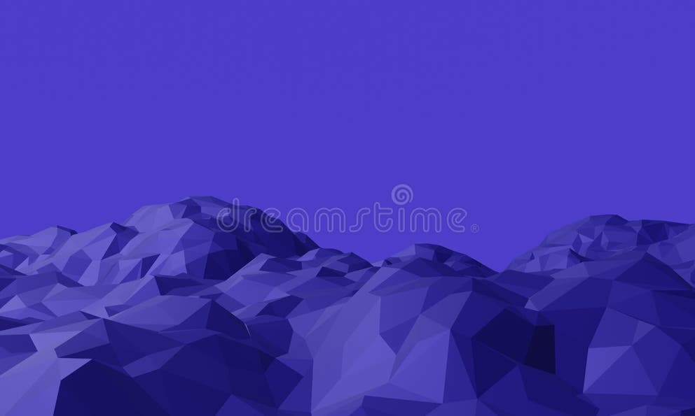 3D Purple Low Polygon Topographic Terrain Stock Illustration ...