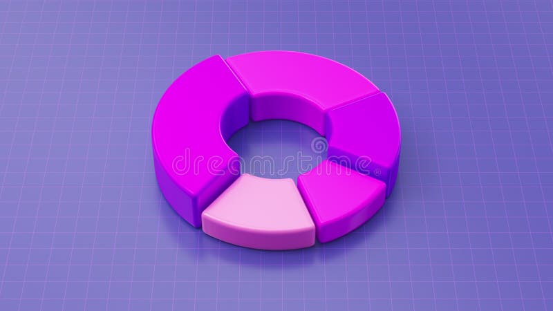 3D Purple Rotating Pie Chart with Colorful Segments. Information ...