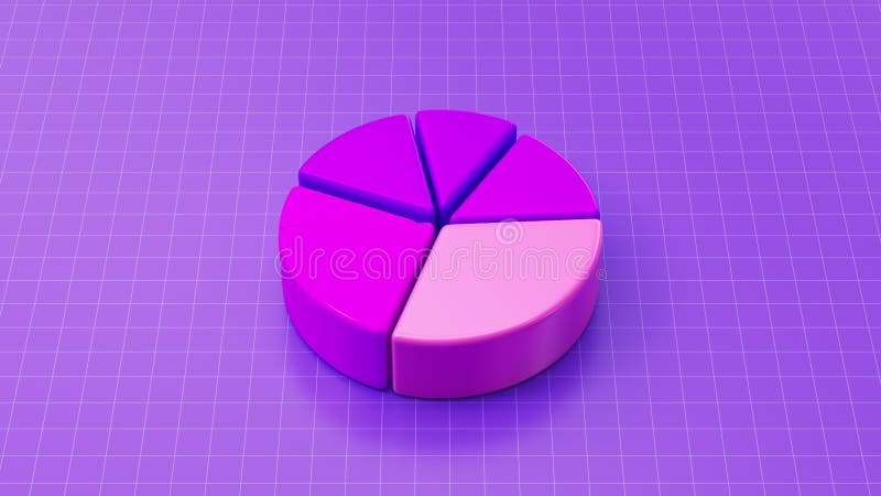 3D Purple Rotating Pie Chart with Colorful Segments. Information ...