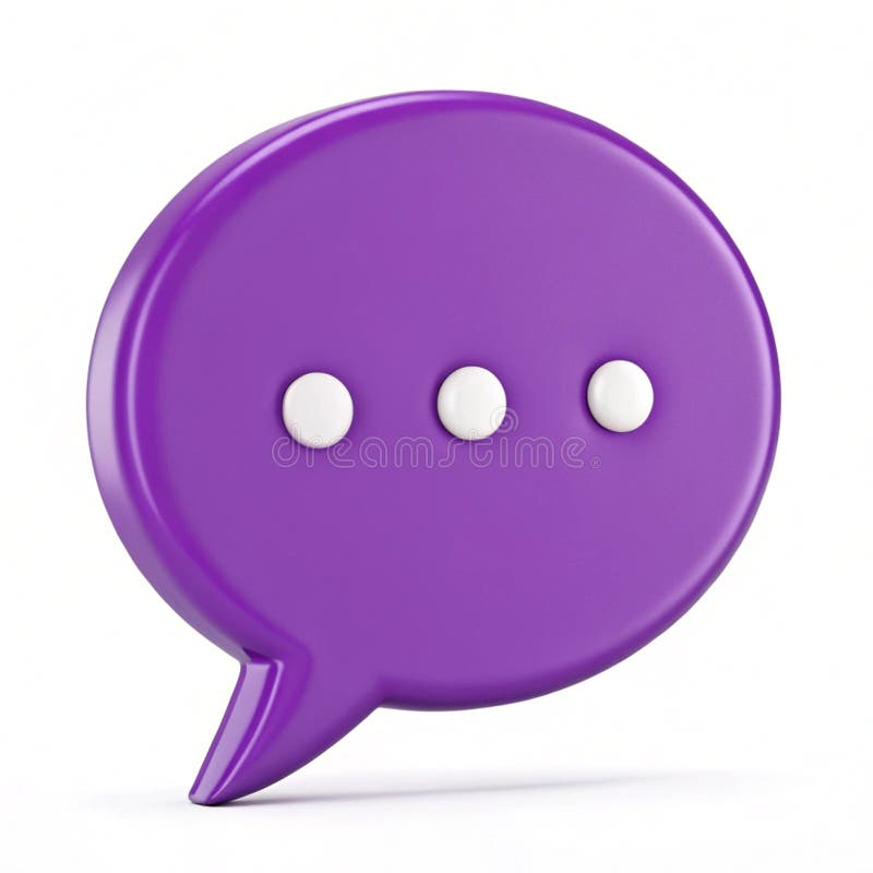 3D Purple Speech Bubble with Dots Stock Illustration - Illustration of ...
