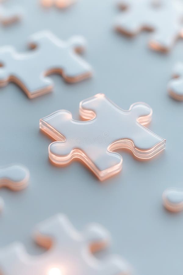 A 3D Puzzle Featuring Soft Glowing Edges Showcases a Single Illuminated ...
