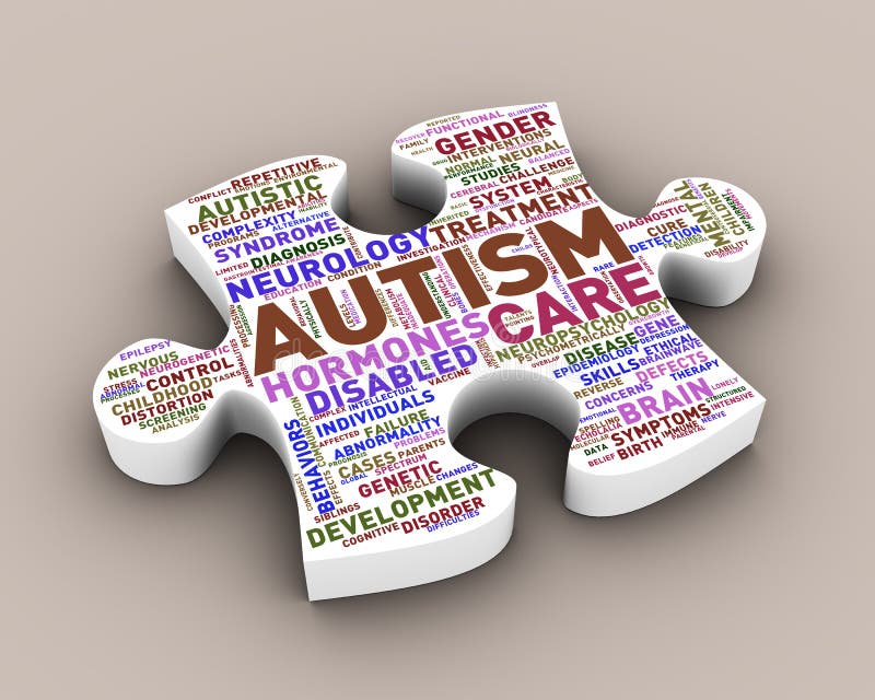 3d Puzzle Piece Shape of Autism Wordcloud Tag Stock Illustration ...
