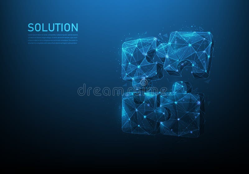 3d Puzzle Pieces Business Low Poly Digital. Jigsaw Game Connection ...